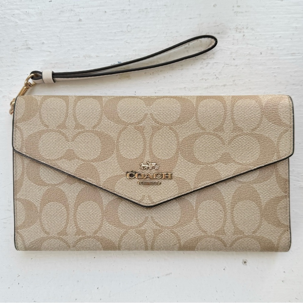 Coach Travel Envelope Wallet In Signature Canvas - Gem